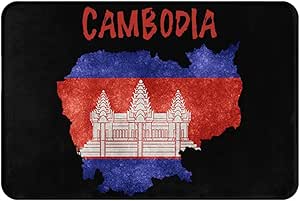 Amazon.com: Cambodia Map with Cambodian Flag Doormat Indoor Doormat ...