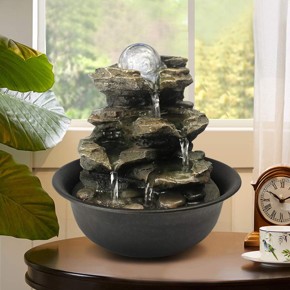 Amazon.com: YIYIBYUS Tabletop Fountain Waterfall Water Fountains Indoor ...