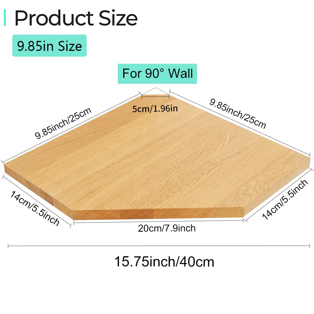 Corner Wall Shelf, Corner Floating Shelves Set of 2 Solid Oak Wood ...
