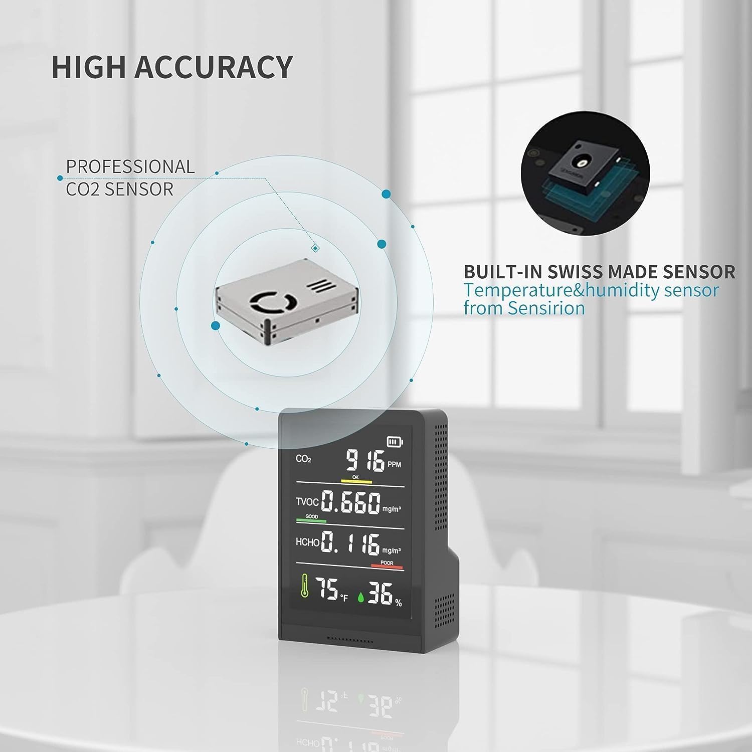 Snapklik.com : AIROASIS 5-in-1 Professional Indoor Air Quality Monitor ...
