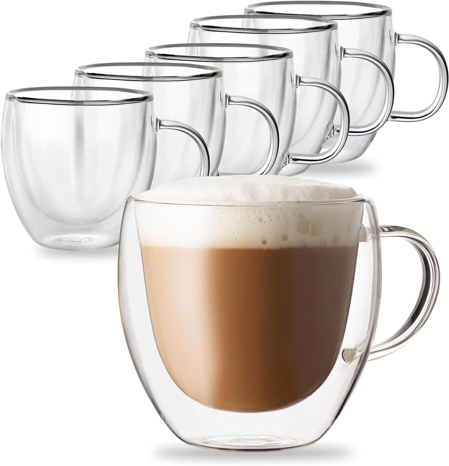 6 Pieces Borosilicate Glass Cups Set - Double-Wall Hollow Insulated ...