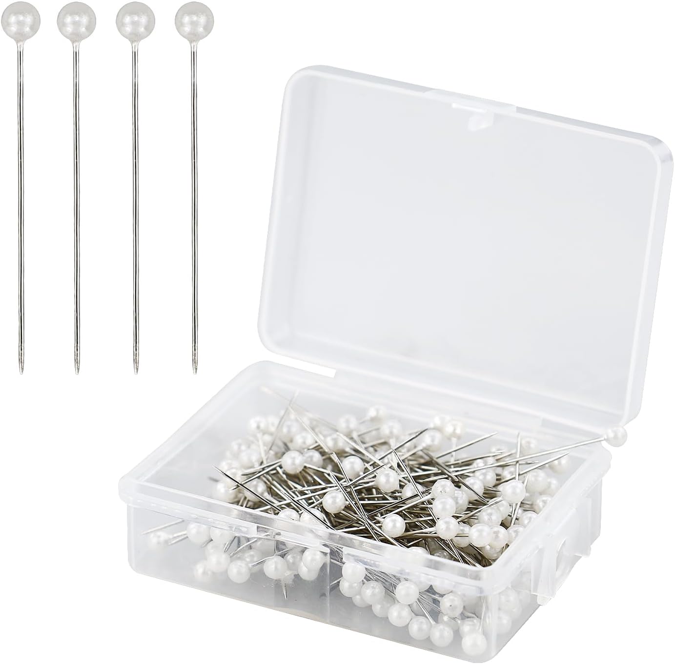 Jagowa 100 Pcs Clear Diamond Head Pins with Storage Box - Ideal for ...