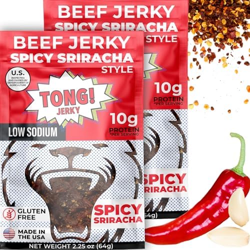 Amazon.com: Tong Jerky Spicy Sriracha Beef Jerky - Hot & Smokey BBQ ...