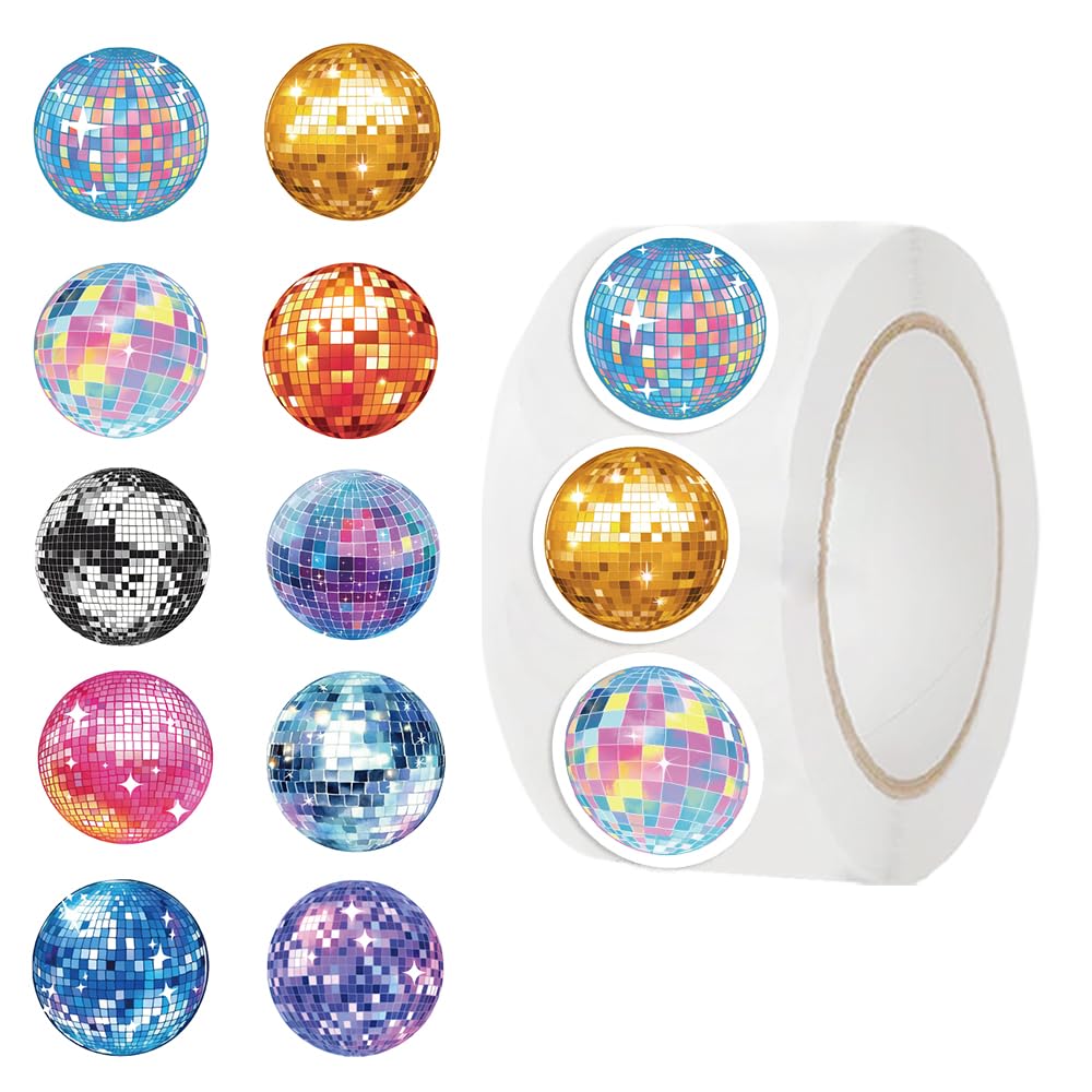 Amazon.com: 500PCS Disco Ball Stickers Roll Envelope Seals Sticker 10 ...