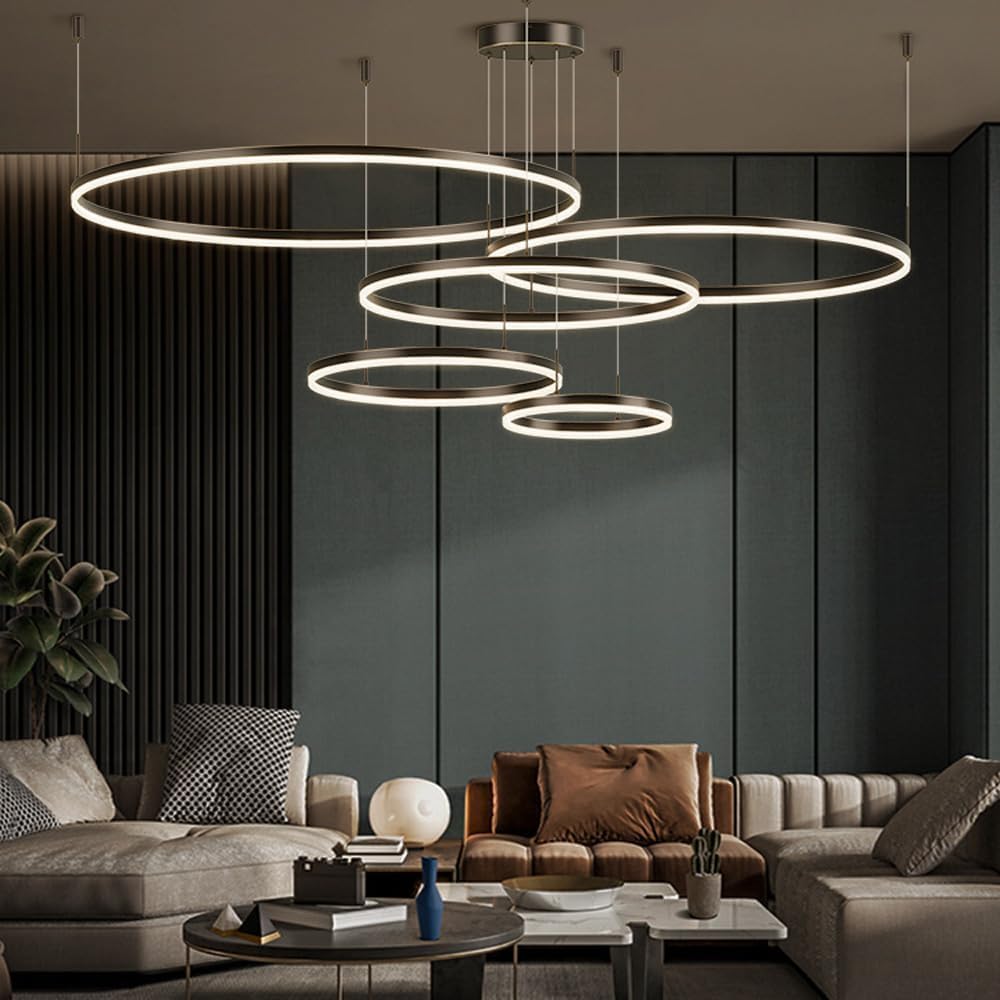 Ayuxiang Dimmable LED Chandelier Rings Black Round Chandelier Lighting ...