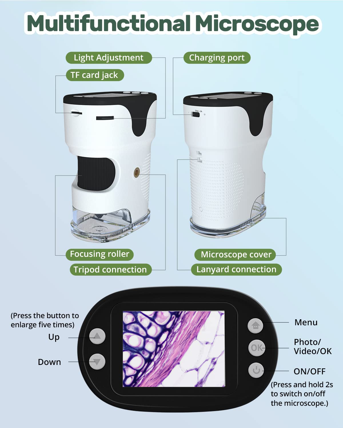 HOLYFUN Handheld Microscope Kit for Kids, Catch Video & Photo ...
