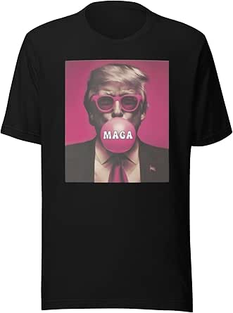 MAGA Tshirt Trump Blowing MAGA Bubble Gum Short Sleeve 100% Cotton Crew ...