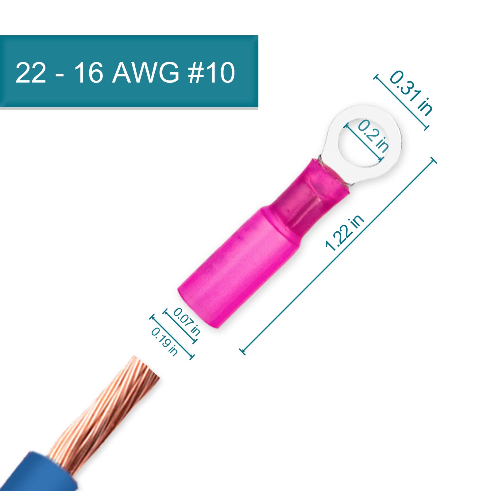 Snapklik.com : 60 PCS Heat Shrink Wire Connectors, 22-16 AWG Ring ...