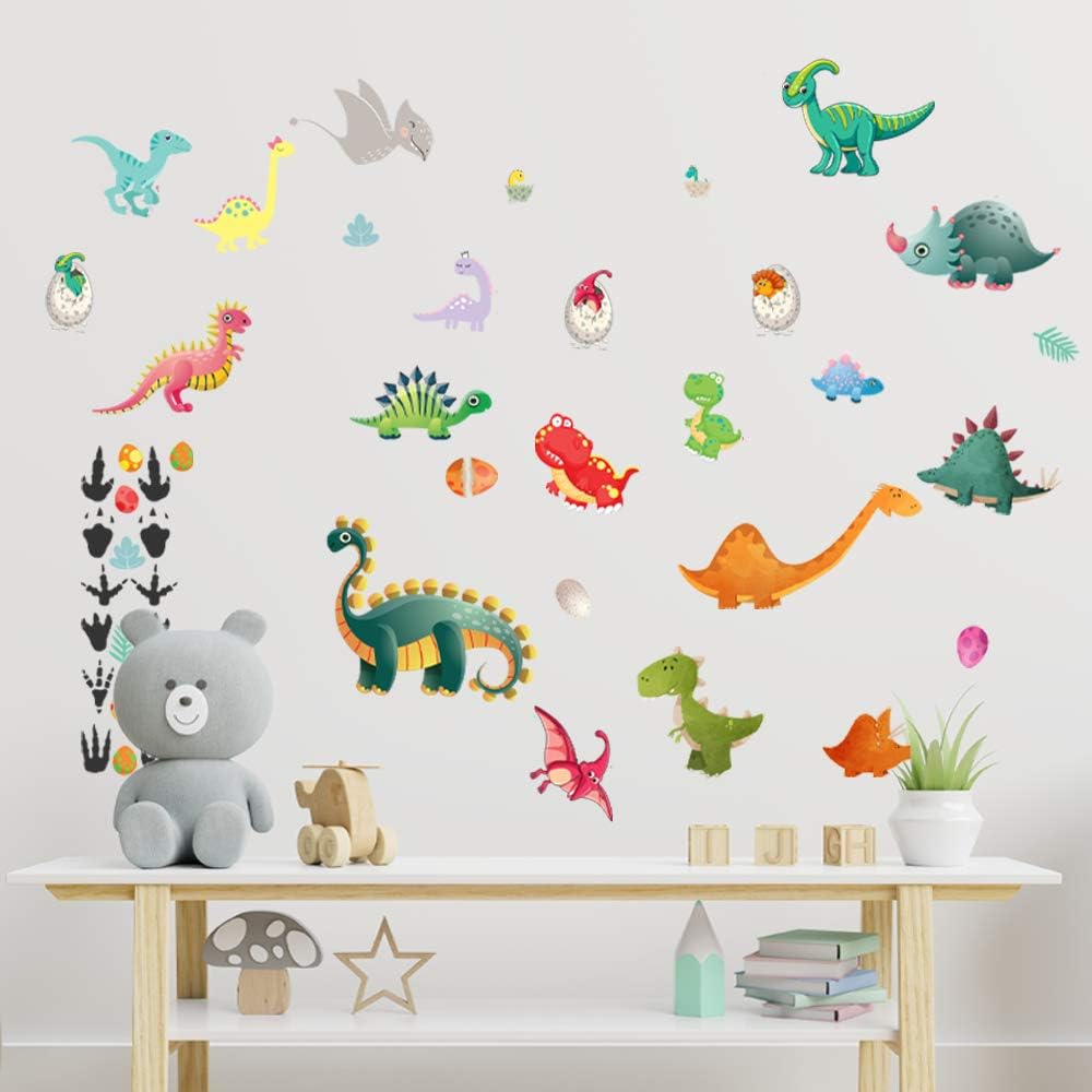 Amazon.com: Dinosaurs Wall Stickers for Kids - Adhesive Wall Decals for ...