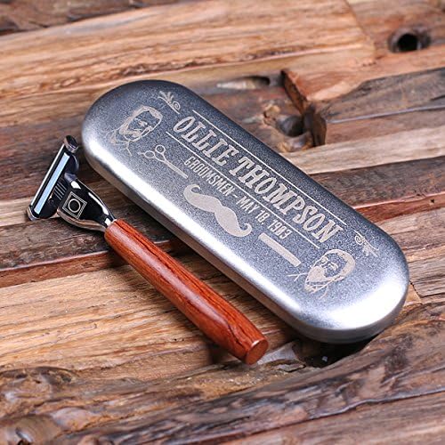 Amazon.com: Personalized Wood Handled Razor in Tin Box - Fits Standard ...