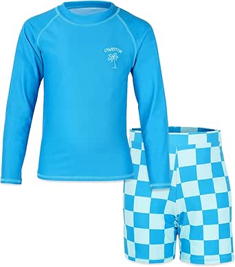 Amazon.com: Owntop Boys Swimsuit 2-Piece Rash Guard Sets, Bathing Suit ...