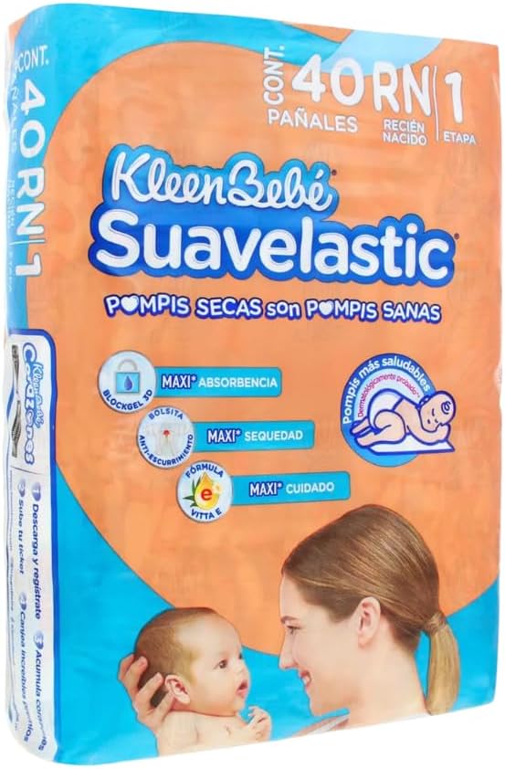 KleenBebé Suavelastic Pañal Desechable para Bebé, Tamaño Recién Nacido ...