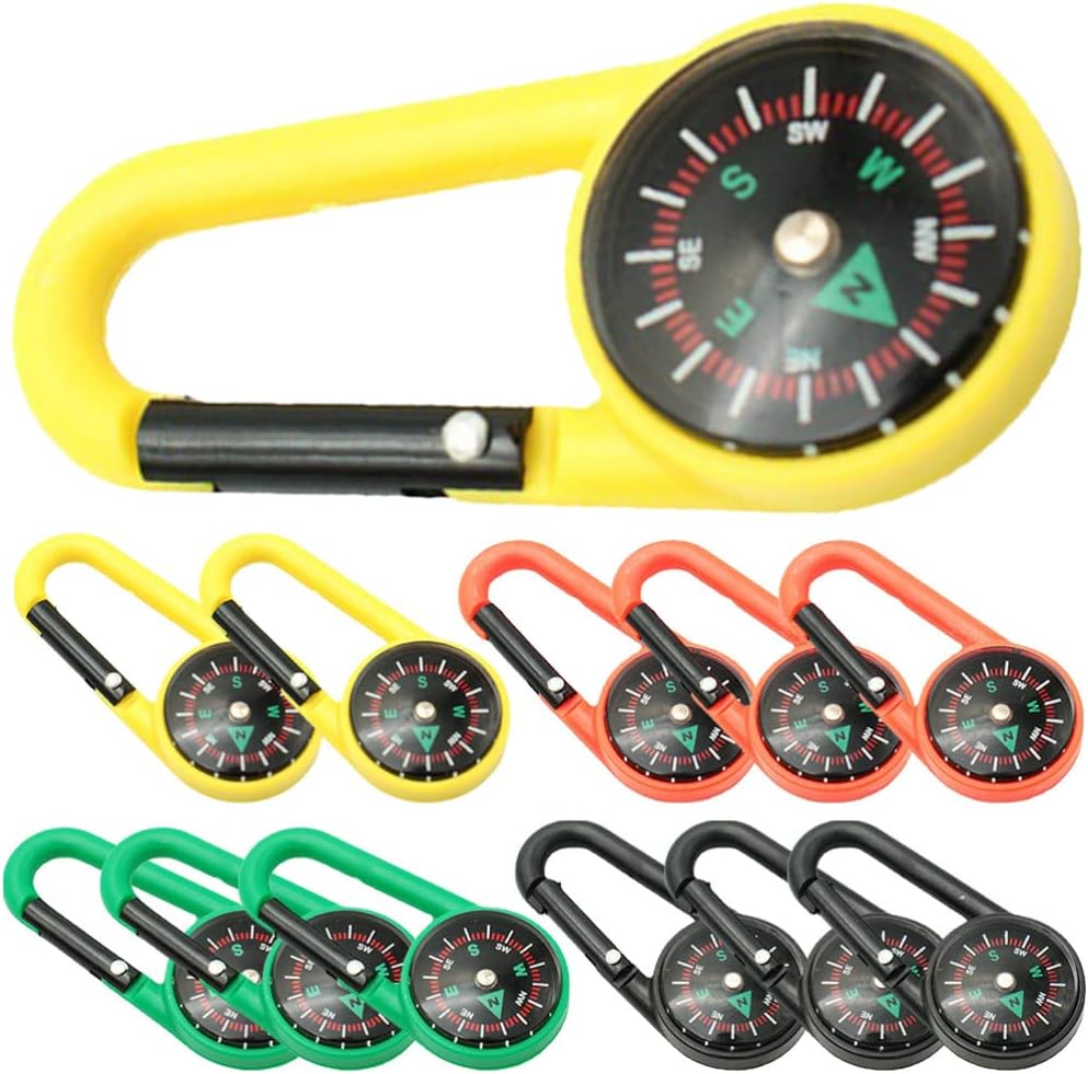 Amazon.com : 12Pcs Carabiner Compass for Kids Compass Hiking Mini ...