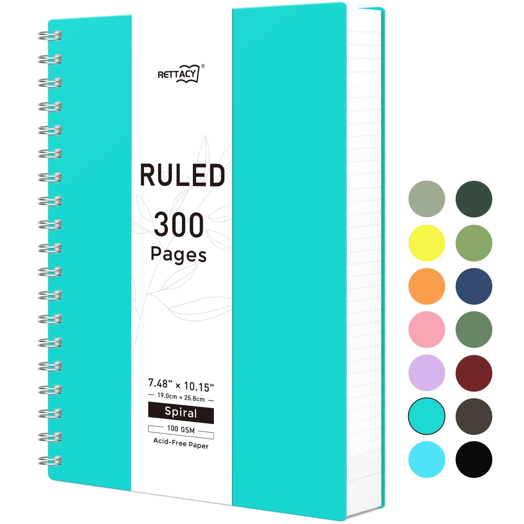 Amazon.com : RETTACY Spiral Notebook, B5 College Ruled Notebook with ...