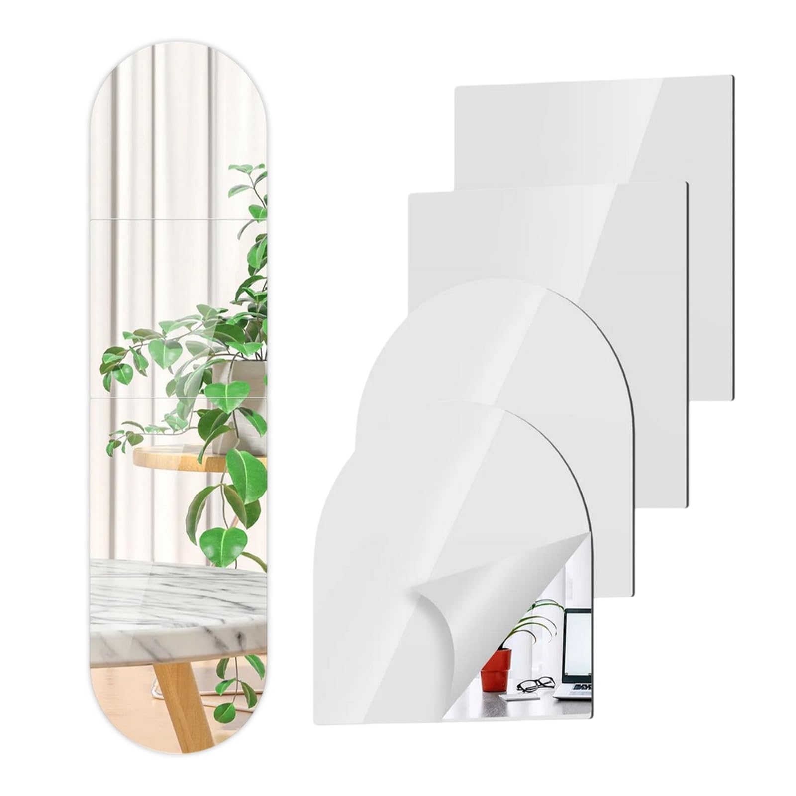 Colaren Acrylic Stick On Wall Mirror, Self Adhesive Full Length Mirror ...