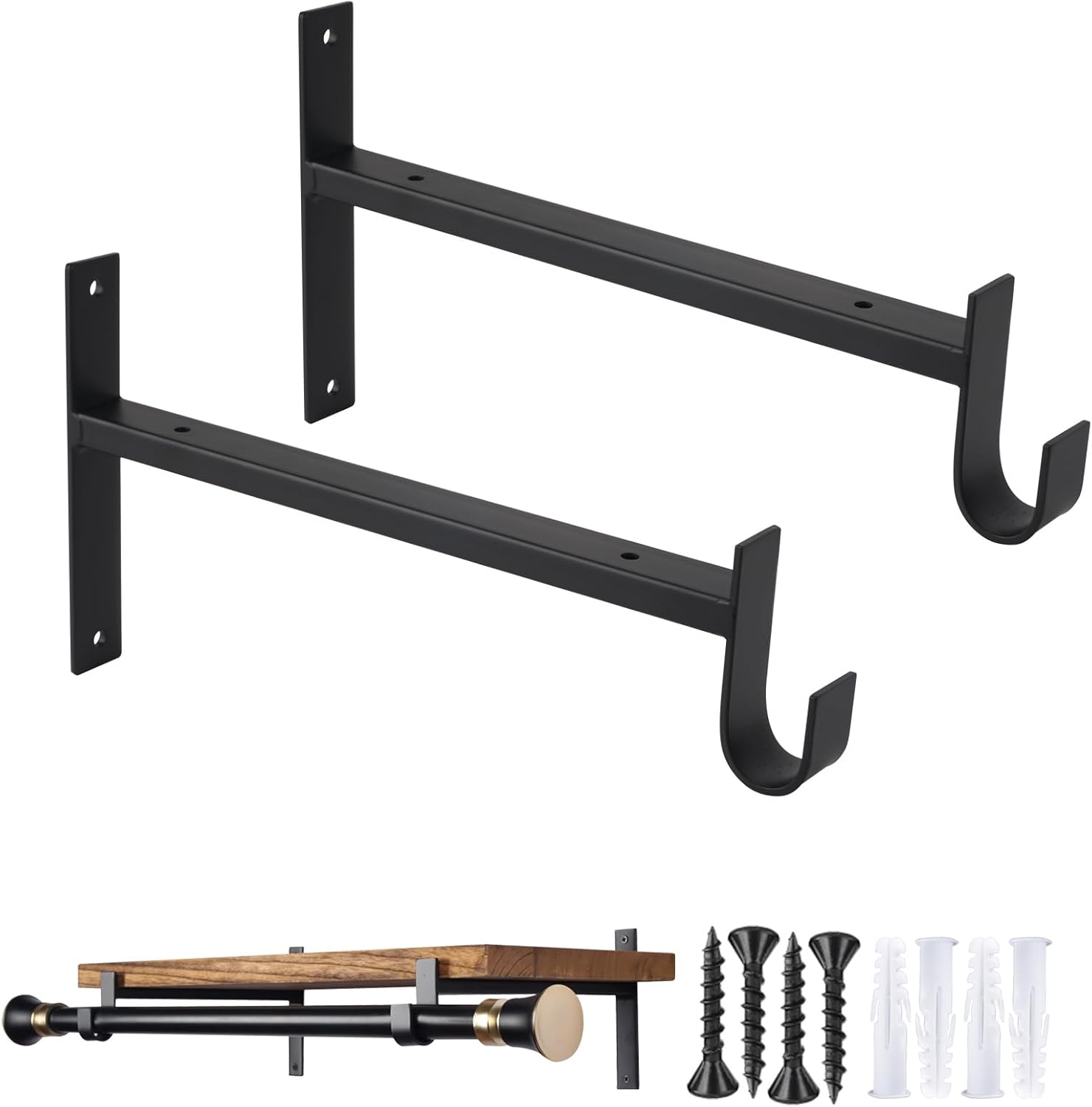 Amazon.com: OVOV Closet Rod Bracket Heavy Duty 12 Inch Closet Shelf ...