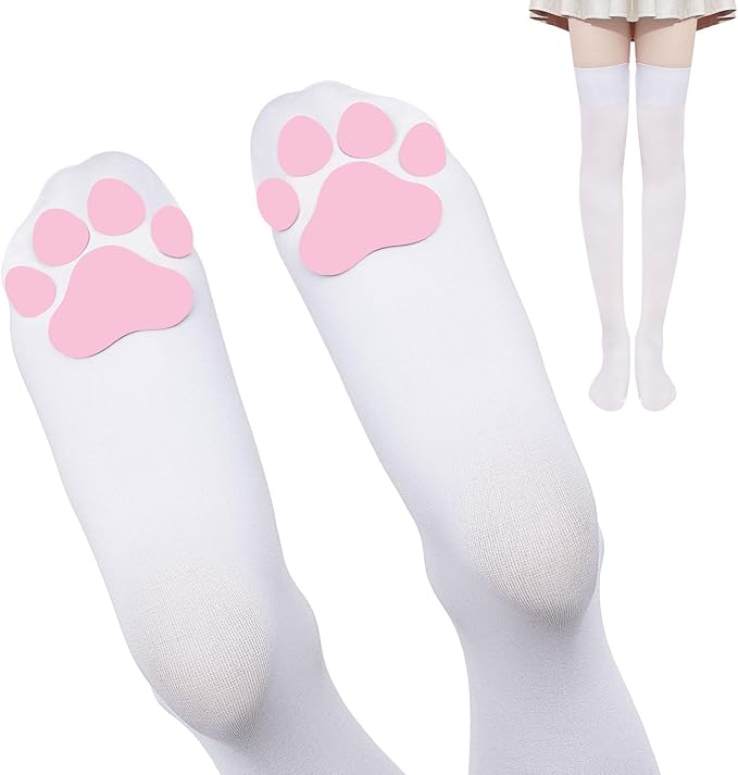 Amazon.com: Geyoga Cat Paw Pad Socks Thigh High Pink Cute 3D Kitten ...