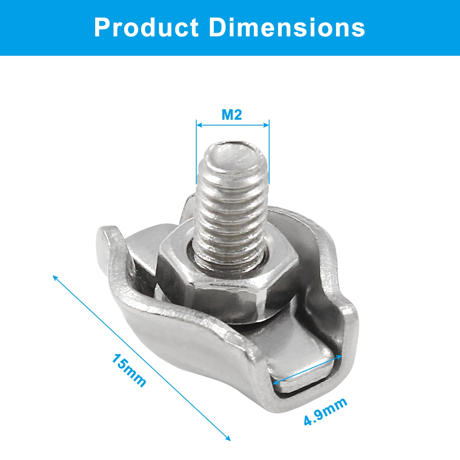 Snapklik.com : Rierdge 12Pcs M2 Simplex Clamps Wire Rope Clip Cable Clamps