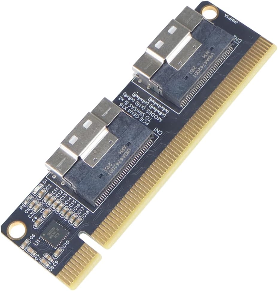 Amazon.com: JMT 2Port SlimSAS 8i x2 to PCIe4.0/3.0 x16 Slot Adapter ...