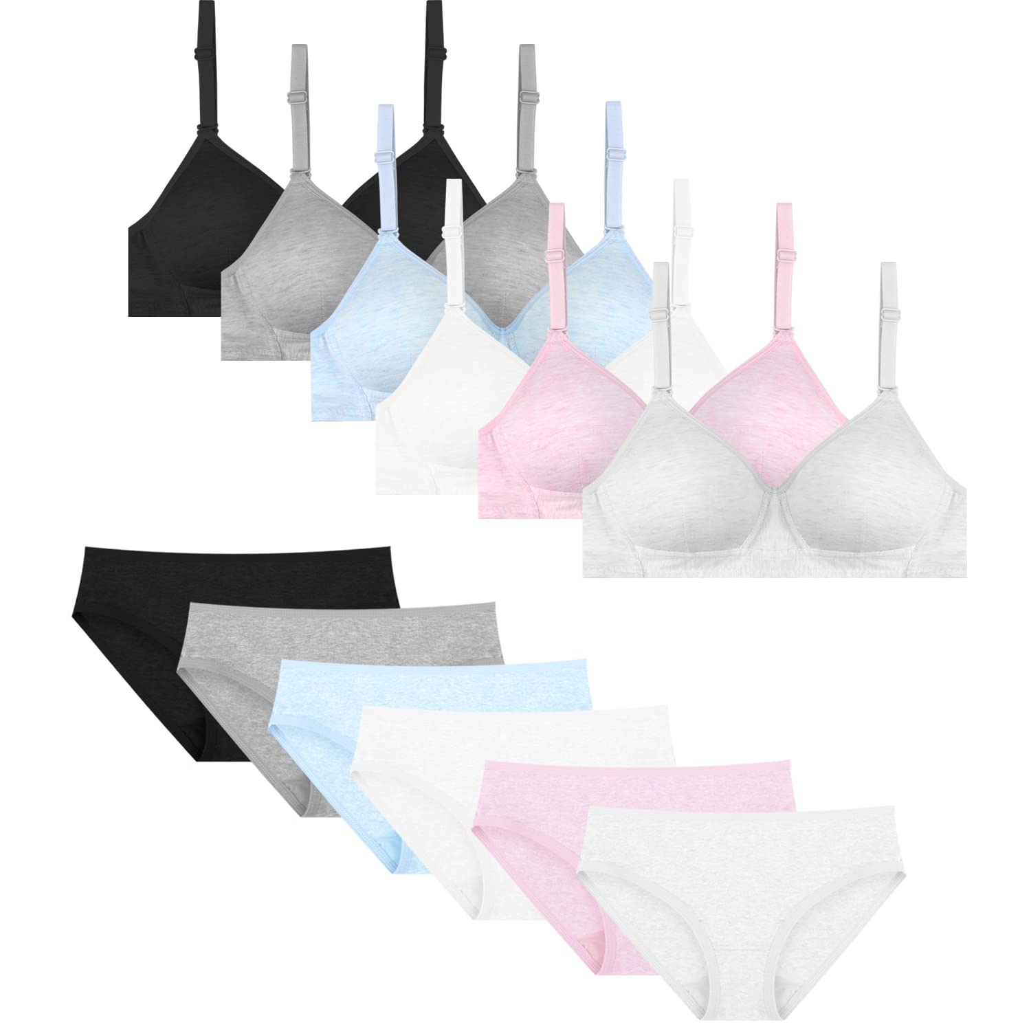 Nubofy Teens Girls Training Bras Big Kids Lightly Padded Adjustable ...