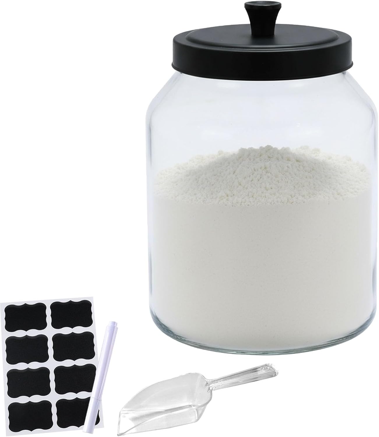 Amazon.com: Yomjarl Flour Sugar Storage Containers,Airtight Glass Food ...