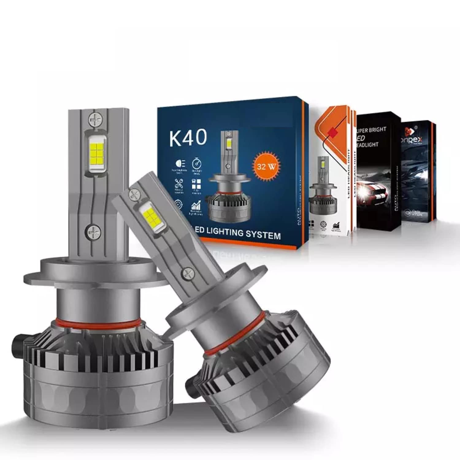 Allextreme K40-H4 LED Headlight 40 Watt H4 Car Driving Headlamp Bulb ...