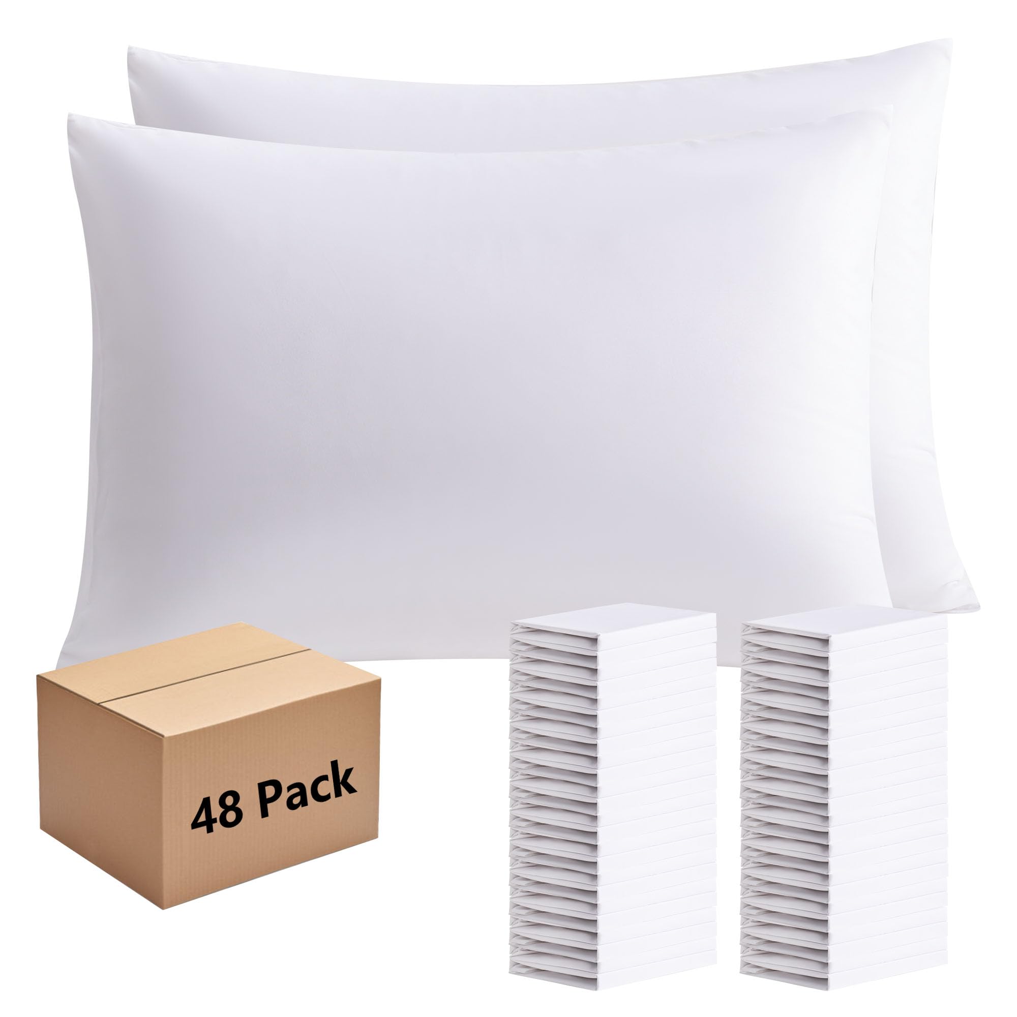 Amazon.com: CULVE Bulk Pillow Cases - 48 Pack Pillowcases with Envelope ...