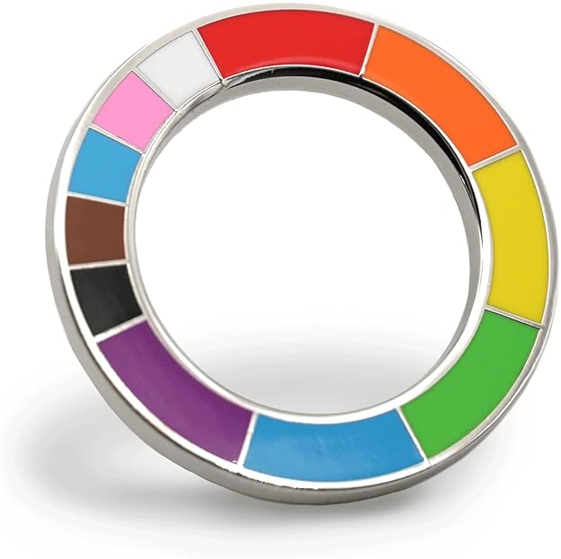 Amazon.com: Progress Flag Enamel Pin Ring Circle Inclusive Pride Brooch ...