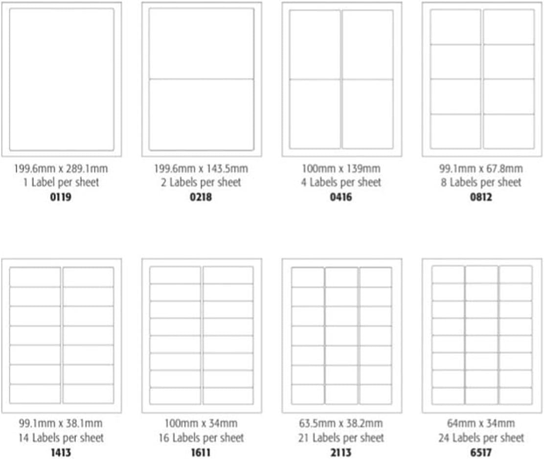 Blick Labels, White, 21 Per Sheet 25 Sheets, Rectangular, 63.5mm x 38 ...