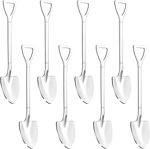 Amazon.com: 8 Pcs Shovel Spoons for Desserts, 6.1 Inch Mini Shovels Stainless Steel Espresso ...