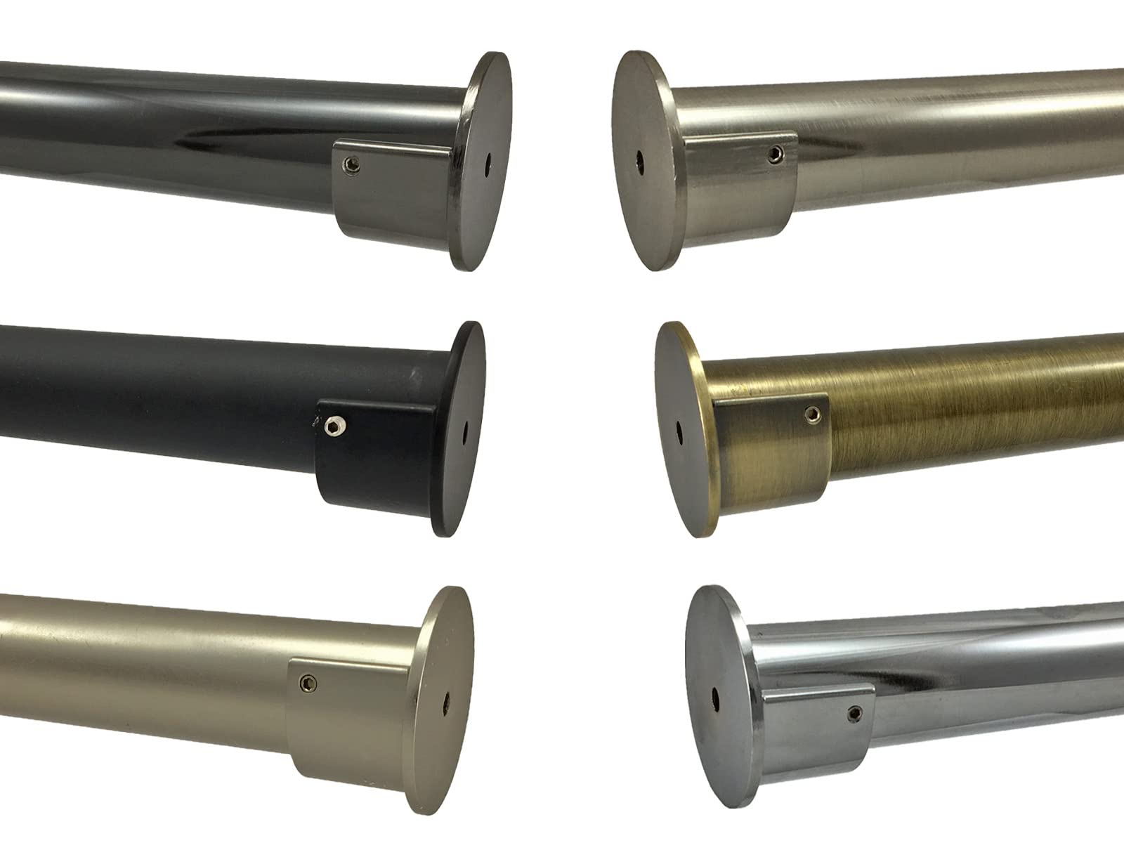 19mm Complete Recess Eyelet Metal Curtain Pole Rod Wall Brackets Chrome ...