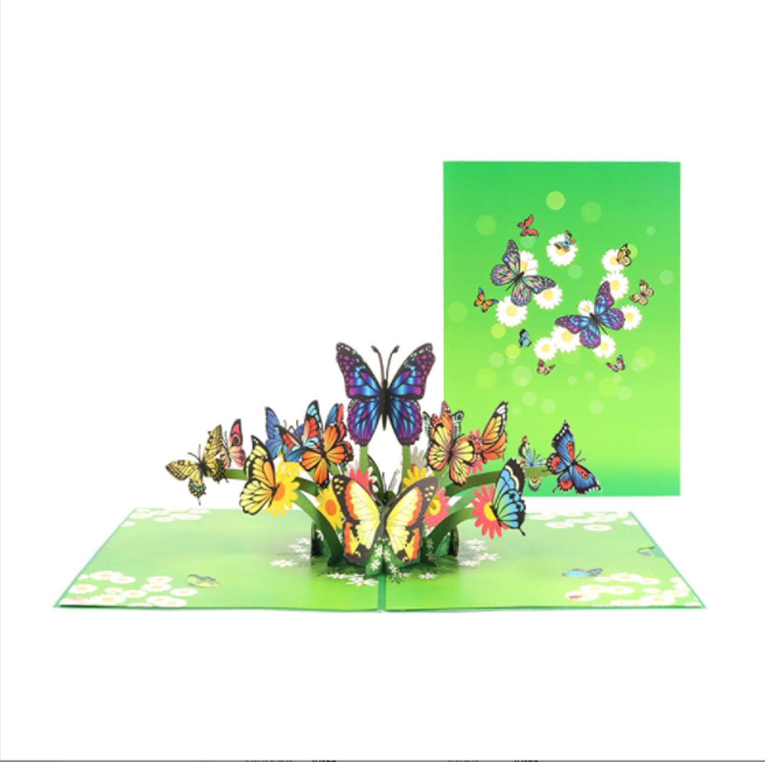 3D Butterfly and Colorful Flowers Pop Up Card Birthday Day Greeting ...