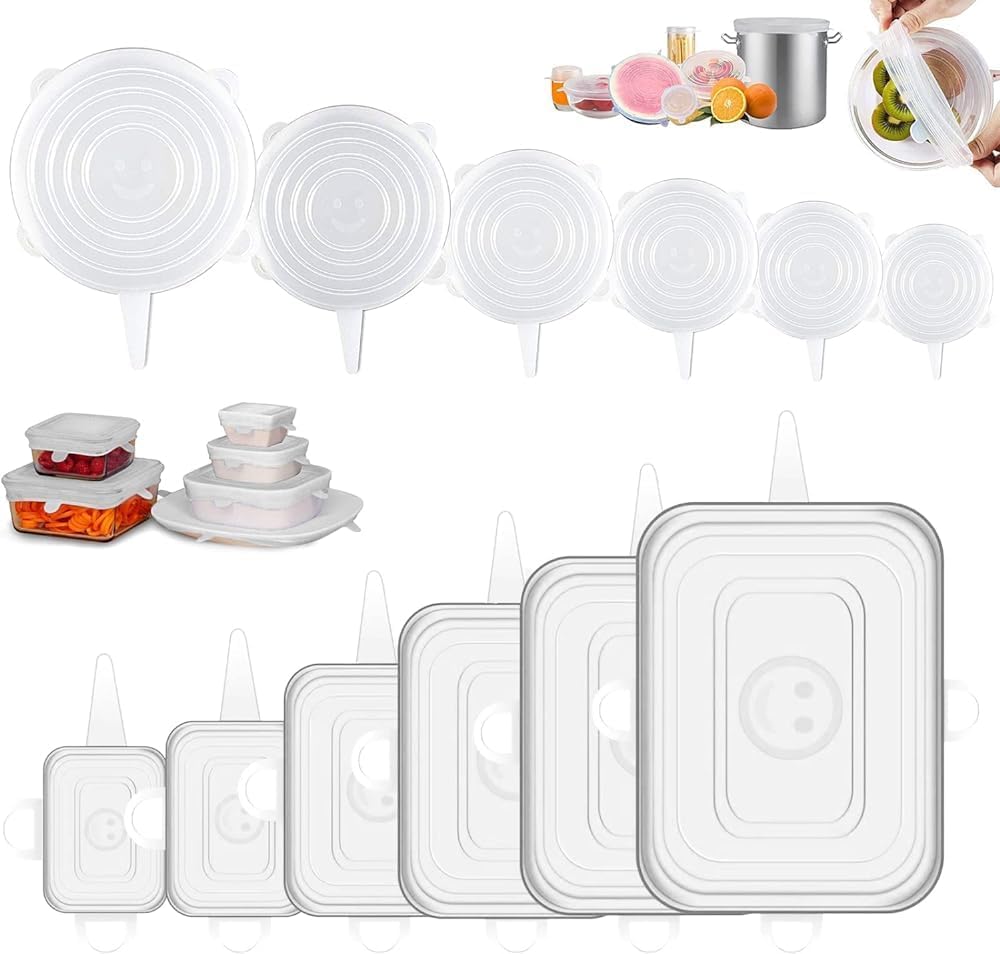 MINETCARE Silicone Lid, Stretchy Set, 12-Piece Silicone Lid, Universal ...