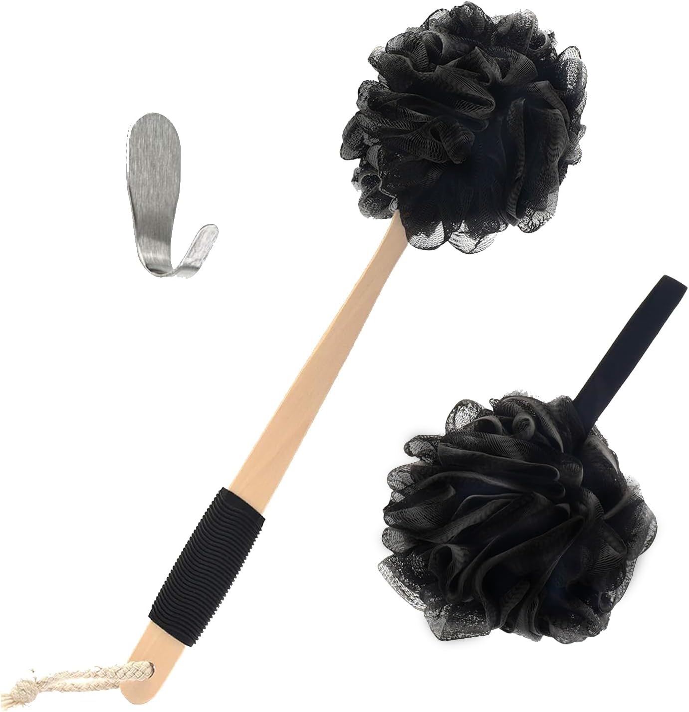 Amazon.com: Bamboo Charcoal Infused Back Scrubber - Loofah with Handle ...