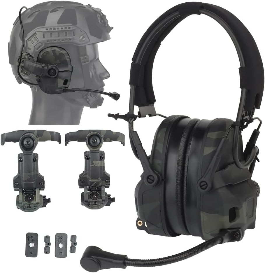 Amazon.co.jp: FANDAO タクティカル シューティング ヘルメット デュアルパーパス ヘッドフォン ピックアップサウンドノイズ ...