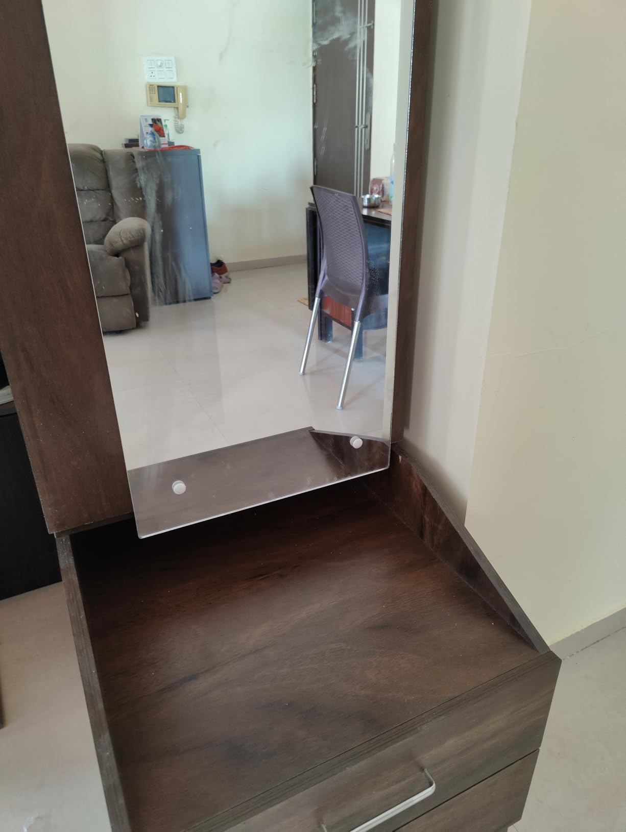 CASPIAN Furniture Engineered Wooden Rainforest Brown Colour Dressing ...
