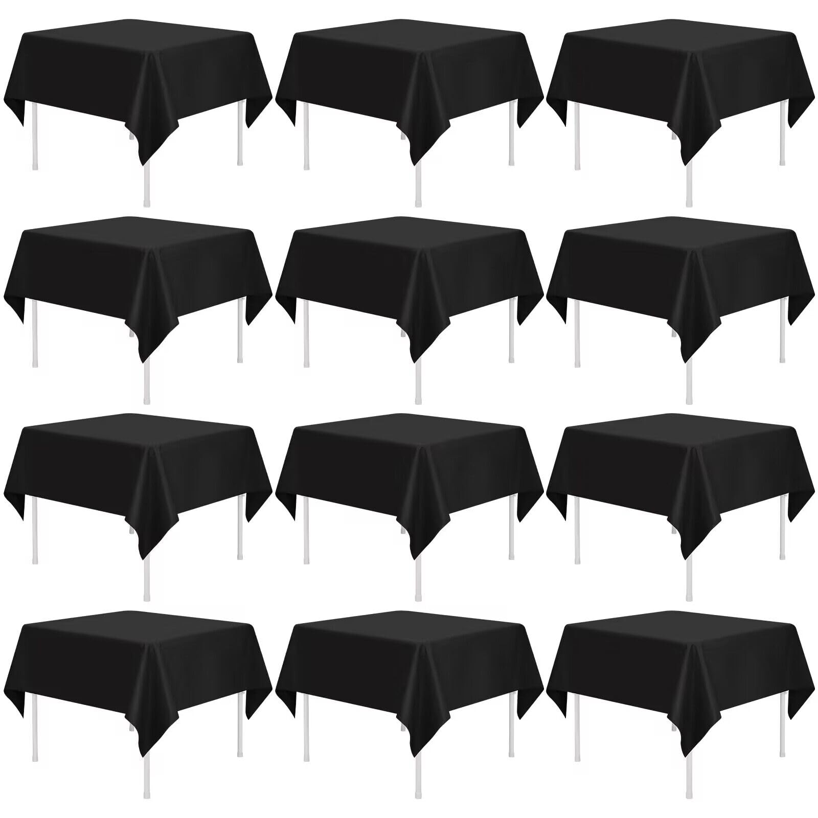 Amazon.com: 12 Pack Black Square Tablecloths 52 x 52 Inch, White ...