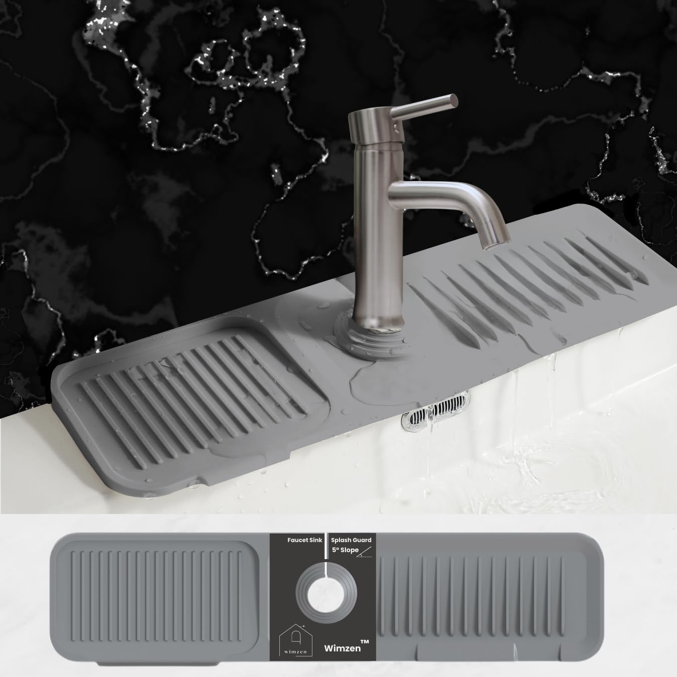 Amazon.com: WIMZEN Kitchen Sink Splash Guard (23.6" x 5.5") - 5° Slope ...