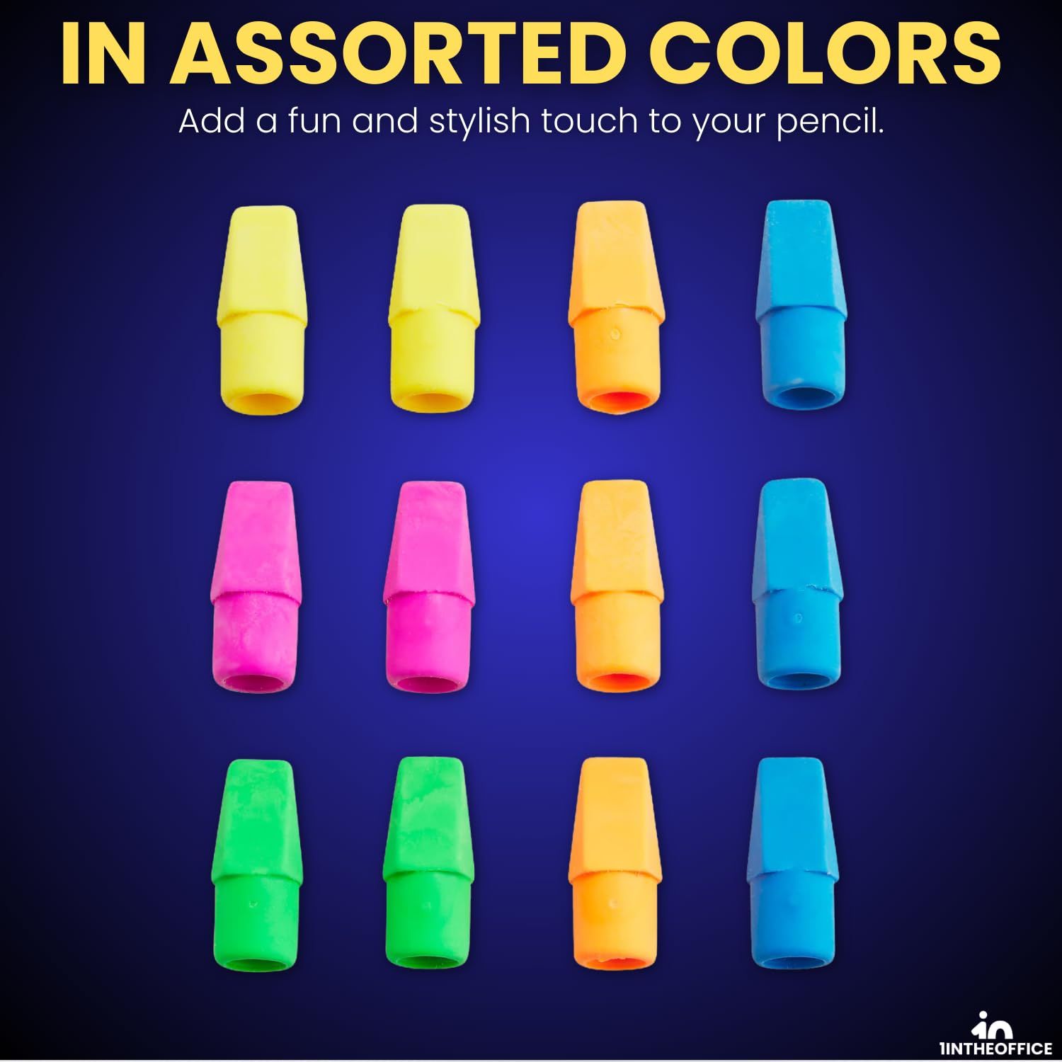Snapklik.com : 1InTheOffice Pencil Cap Erasers, Assorted Colors ...