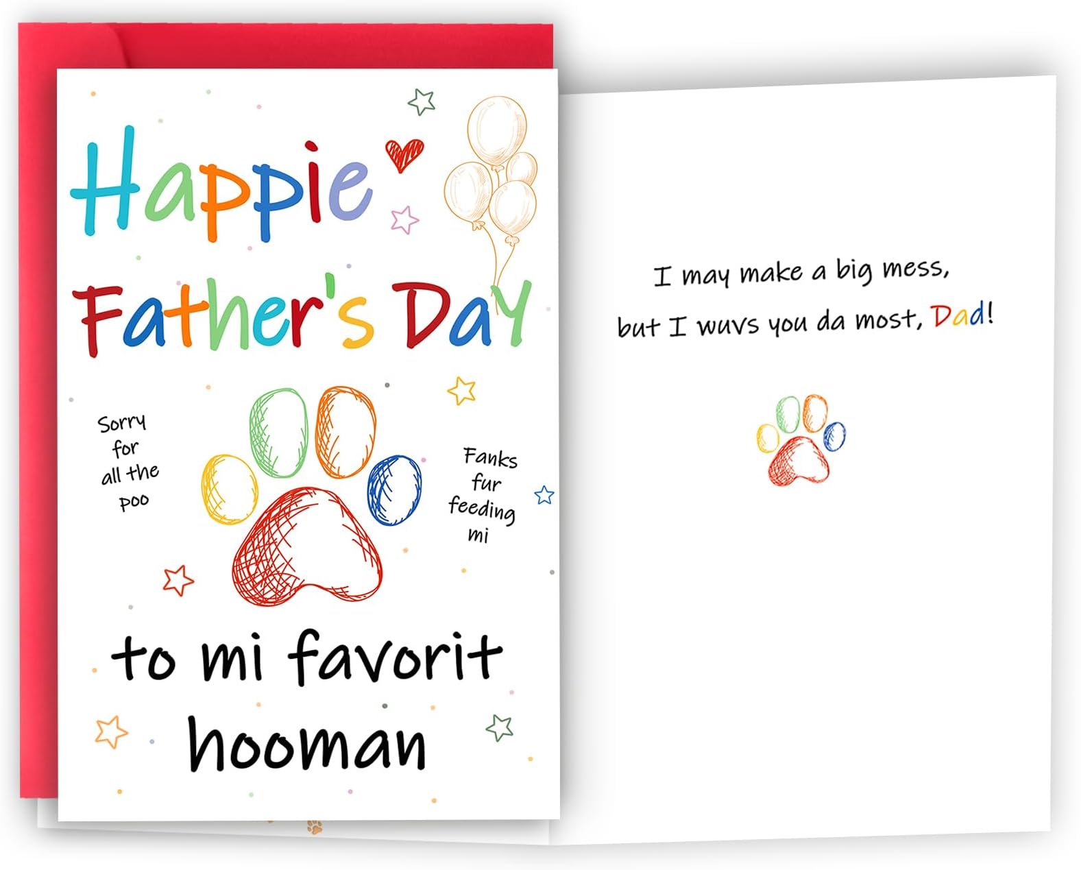 Amazon.com : Esivelo Pawsome Dog Dad Father's Day Card, Cute Fur-Kid ...