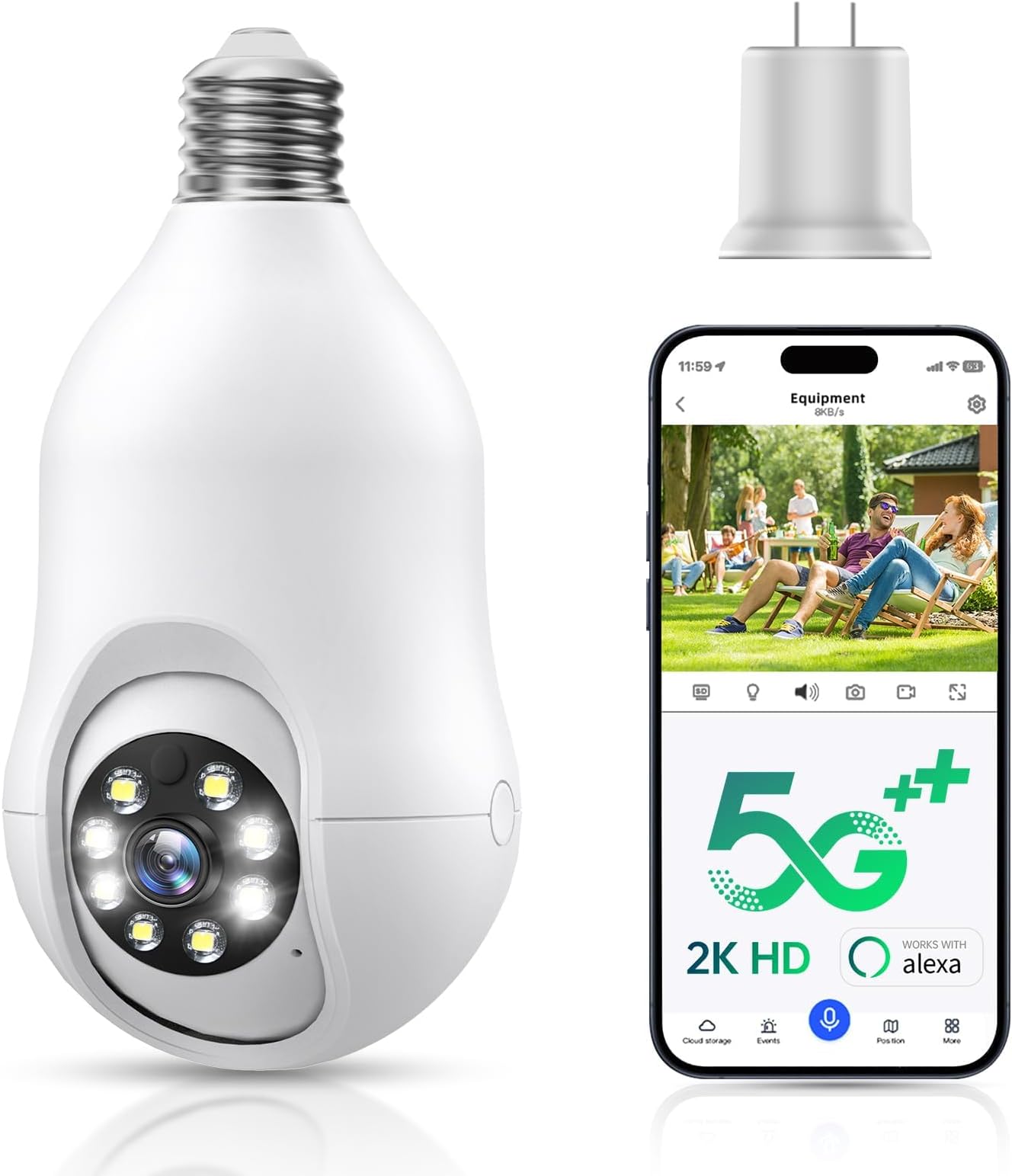 Amazon.com : COMBATH Light Bulb Security Camera, 5G/2.4GHz WiFi 2K ...