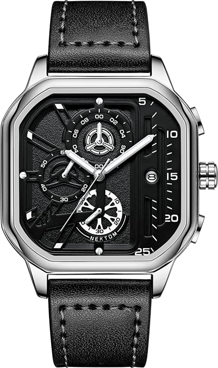 Buy Mens Watches Square Watches for Men Large Face Skeleton Wristwatch ...