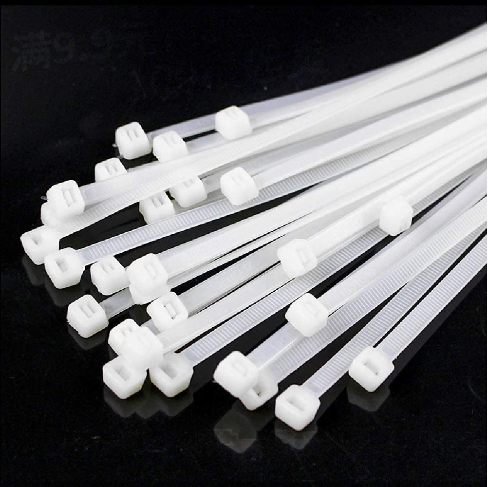 GETJZ Cable Management White Nylon Wire Zip Ties (300mm, Pack of 100 ...