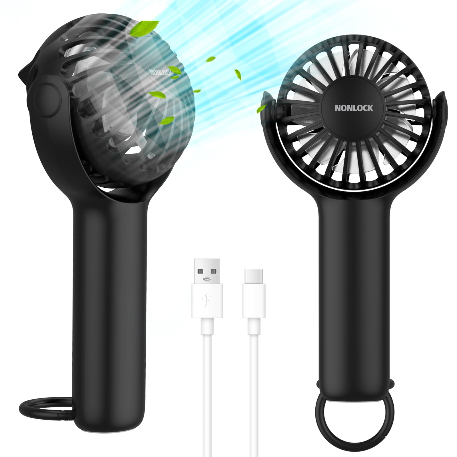 Amazon.com: NONLOCK 2 IN 1 Portable Handheld Fan,Mini Personal Fan,Neck ...