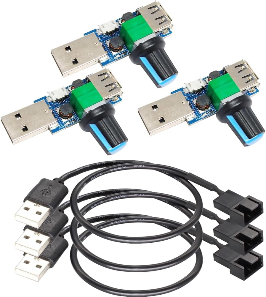 Amazon.com: Gebildet 3pcs USB to 3pin/4pin PWM 5V USB Sleeve Fan Power ...