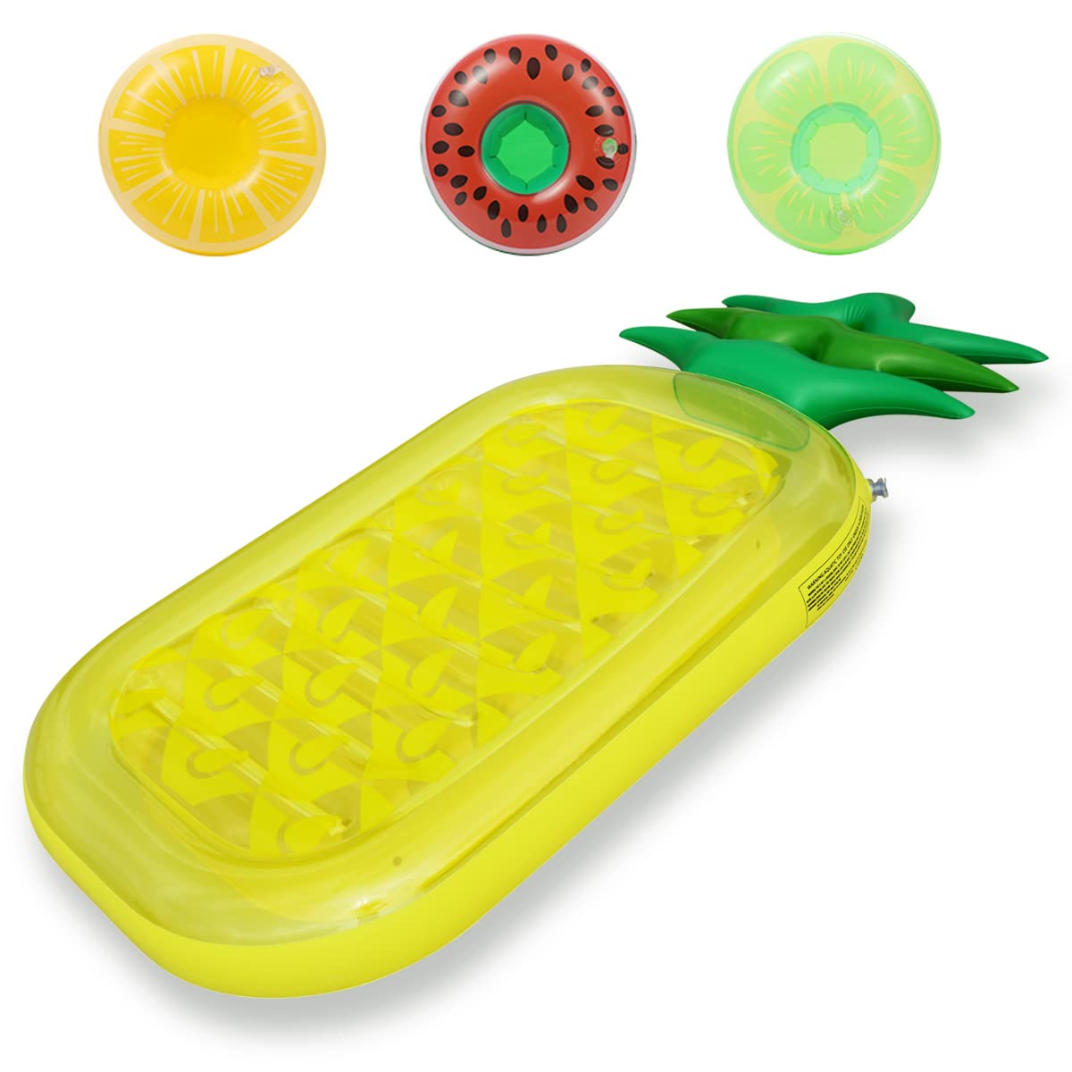 Cool Summer Inflatable Pineapple Pool Float Raft with 3 Saucer Gifts ...