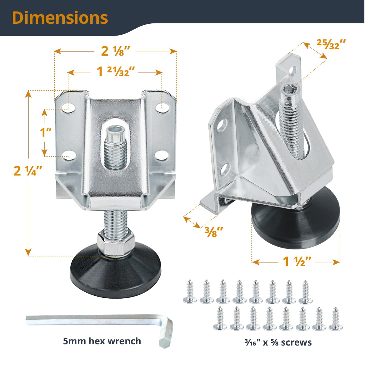 Snapklik.com : POWERTEC Leveling Feet 8PK, Adjustable Heavy Duty ...