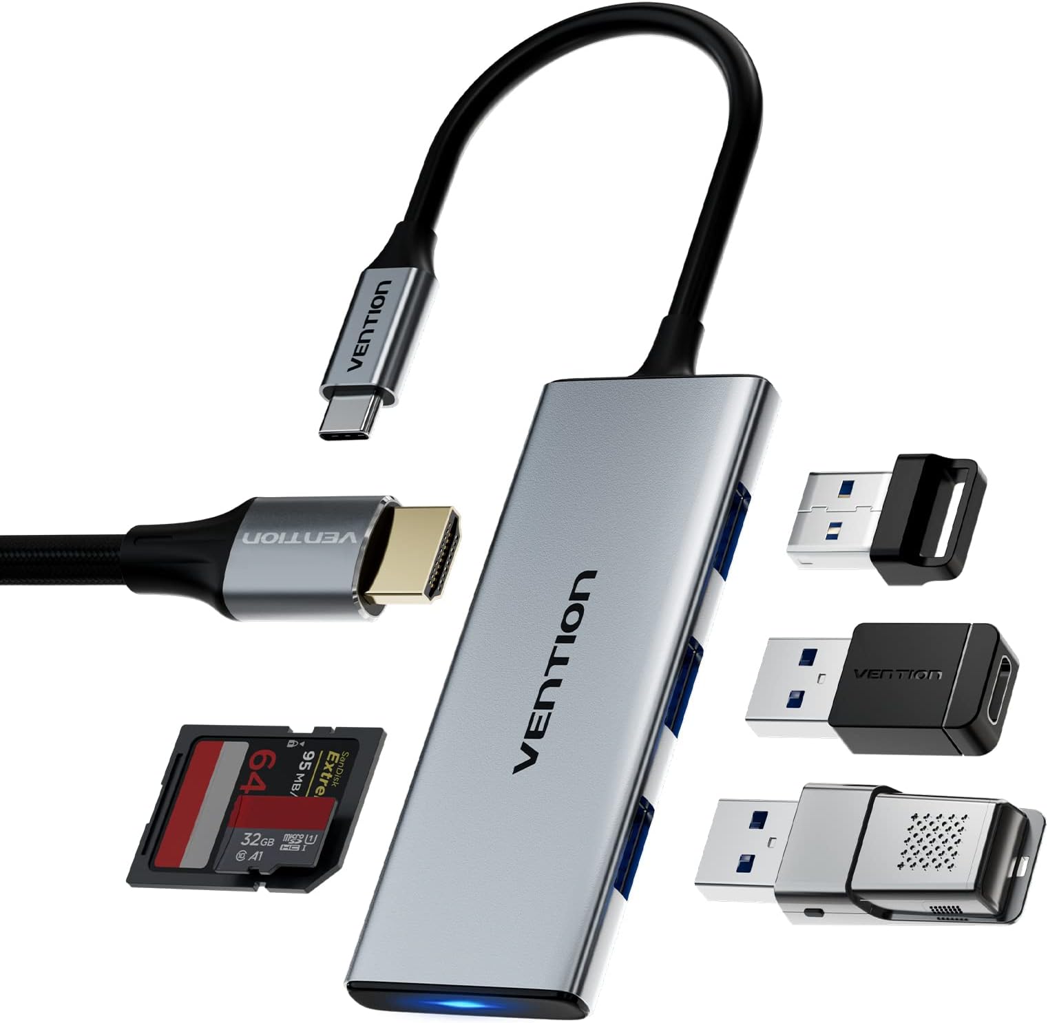 Amazon.com: Surface Pro 7 USB C Hub, 6-in-2 Aluminum Surface Pro 2019 ...