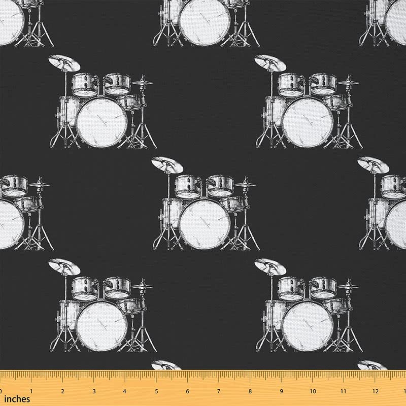 Amazon.com: Feelyou Rock Music Fabric by The Yard,Drum Kit Upholstery ...