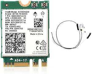 3000Mbps WiFi 6 Intel AX200 Bluetooth 5.2 M.2 Key E Card IPEX4 Antennas ...